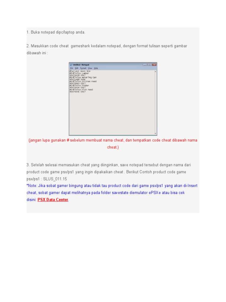 Cheat Notepad Ps1 | PDF