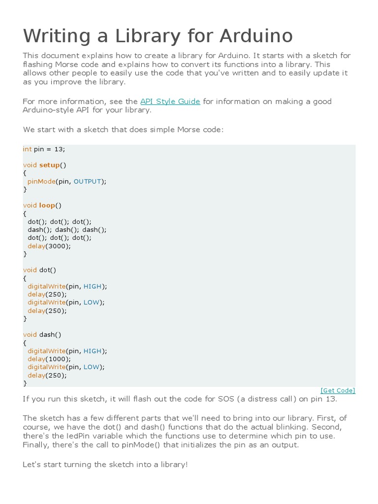 Writing A Library For Arduino Pdf Subroutine Library Computing 0198