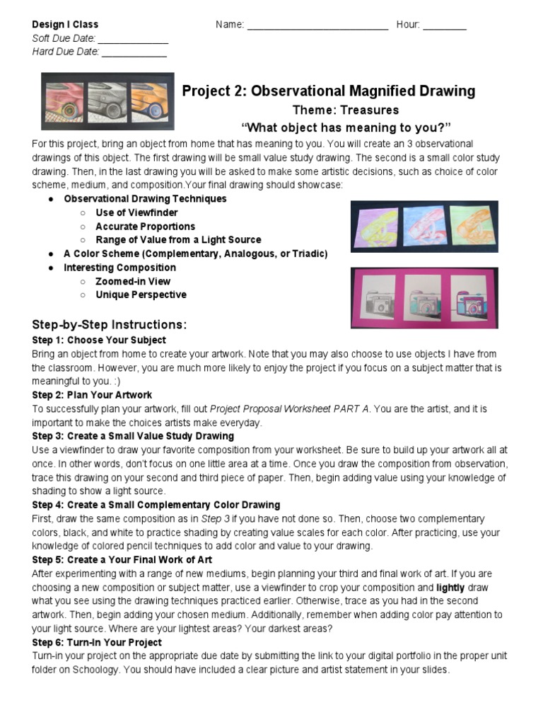 Project 2: Observational Magnified Drawing: Theme: Treasures "What ...