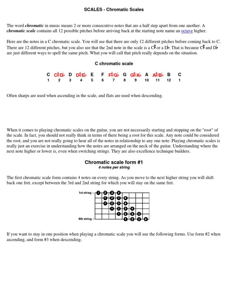 Guitar Chromatic Scale Techniques | PDF | Scale (Music) | Pitch (Music)