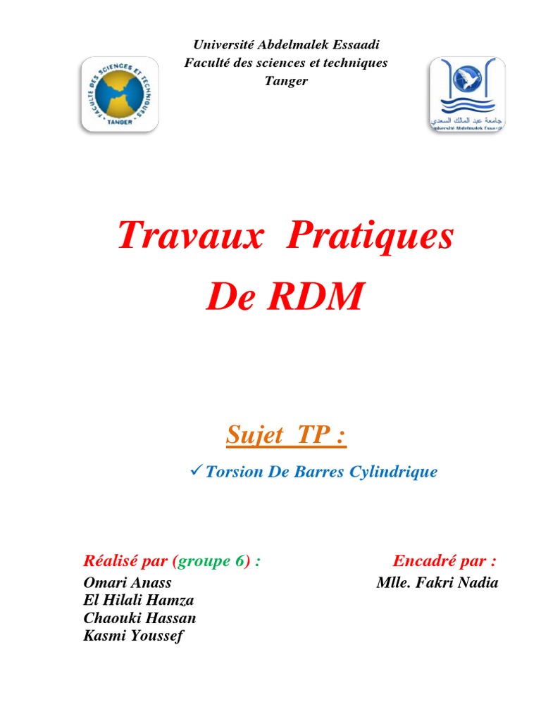 Rapport TP RDM Torsion PDF | Download Free PDF | Élasticité (Physique) | Ingénierie de produits ...