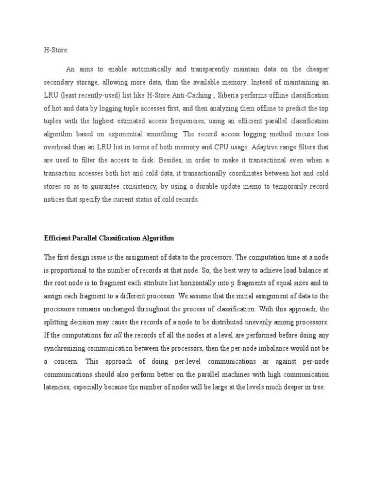 In Memory Algorithm Details | PDF