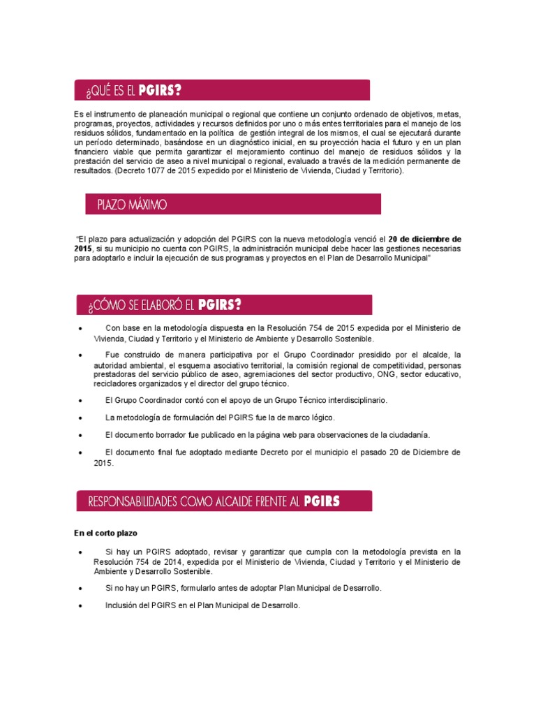 Que Es El Pgirs | PDF | Desarrollo sostenible | Residuos