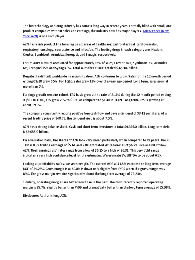 Astrazeneca Summary | PDF