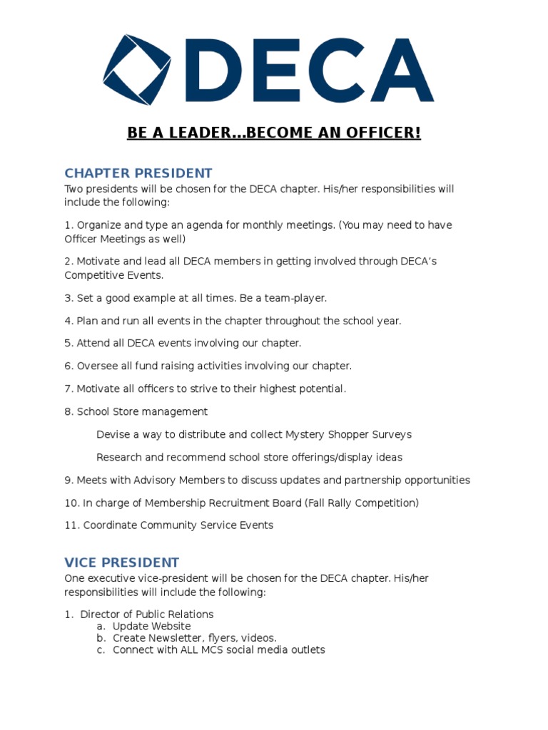 Deca Officer Duties | PDF | Public Sphere | Business