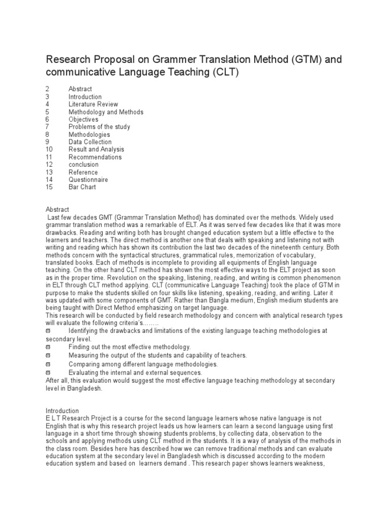 Research Proposal On Grammer Translation Method | PDF | Language ...