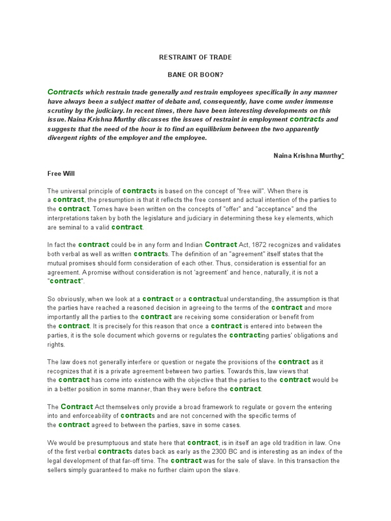 Restraint of Trade | PDF | Restraint Of Trade | Trade Secret