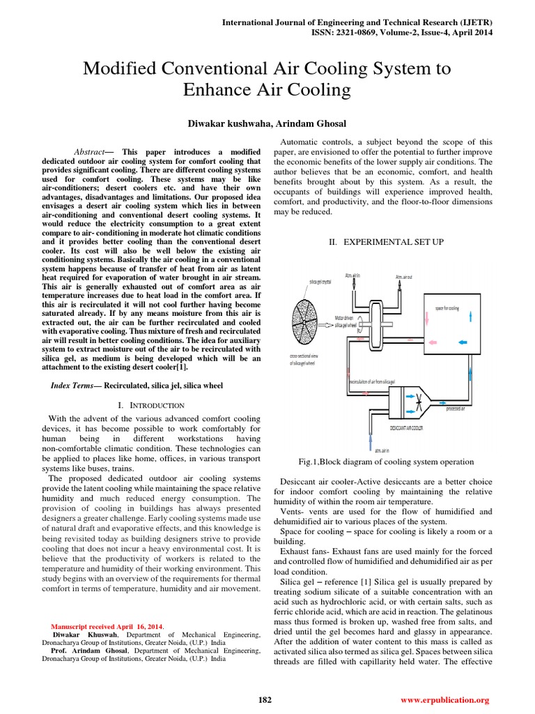 Modified Conventional Air Cooling System To Enhance Air Cooling | PDF ...