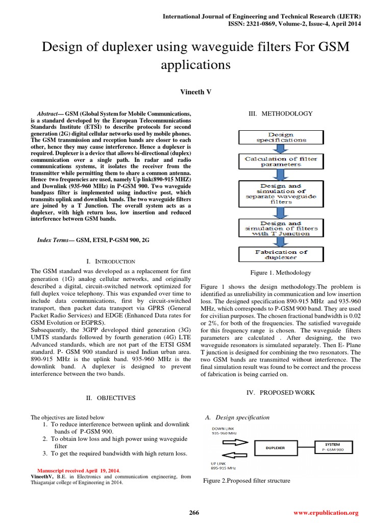 Design of Duplexer Using Waveguide Filters For GSM Applications | PDF ...