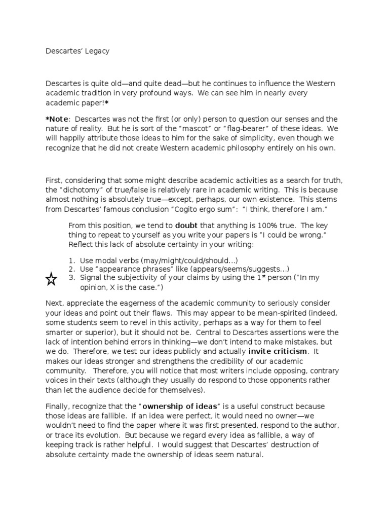 Descartes Influence Today | PDF | René Descartes | Metaphysics