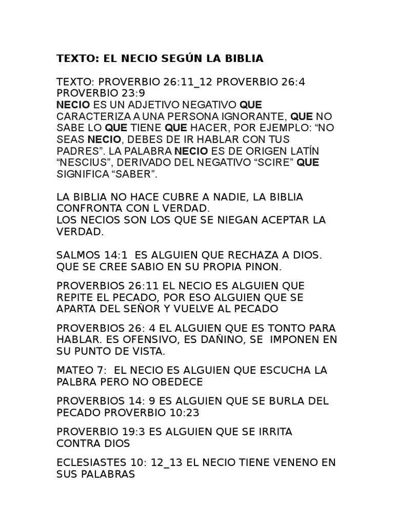 Sermon El Necio en La Biblia | PDF | Religión y espiritualidad