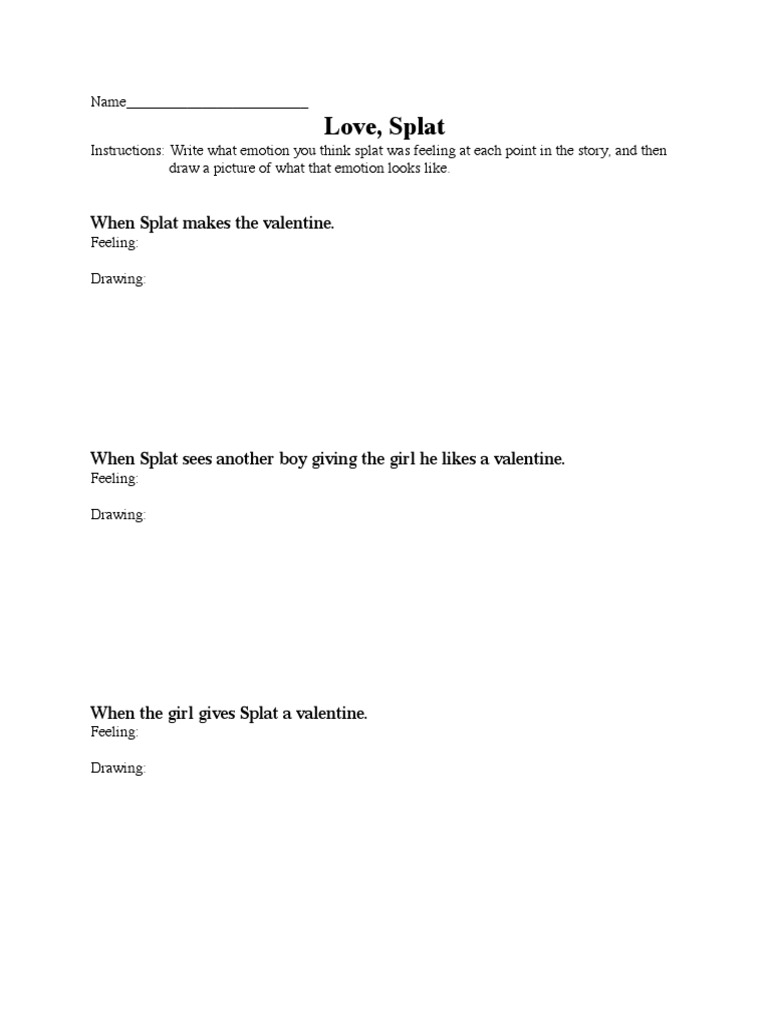 Love Splat Activity | PDF