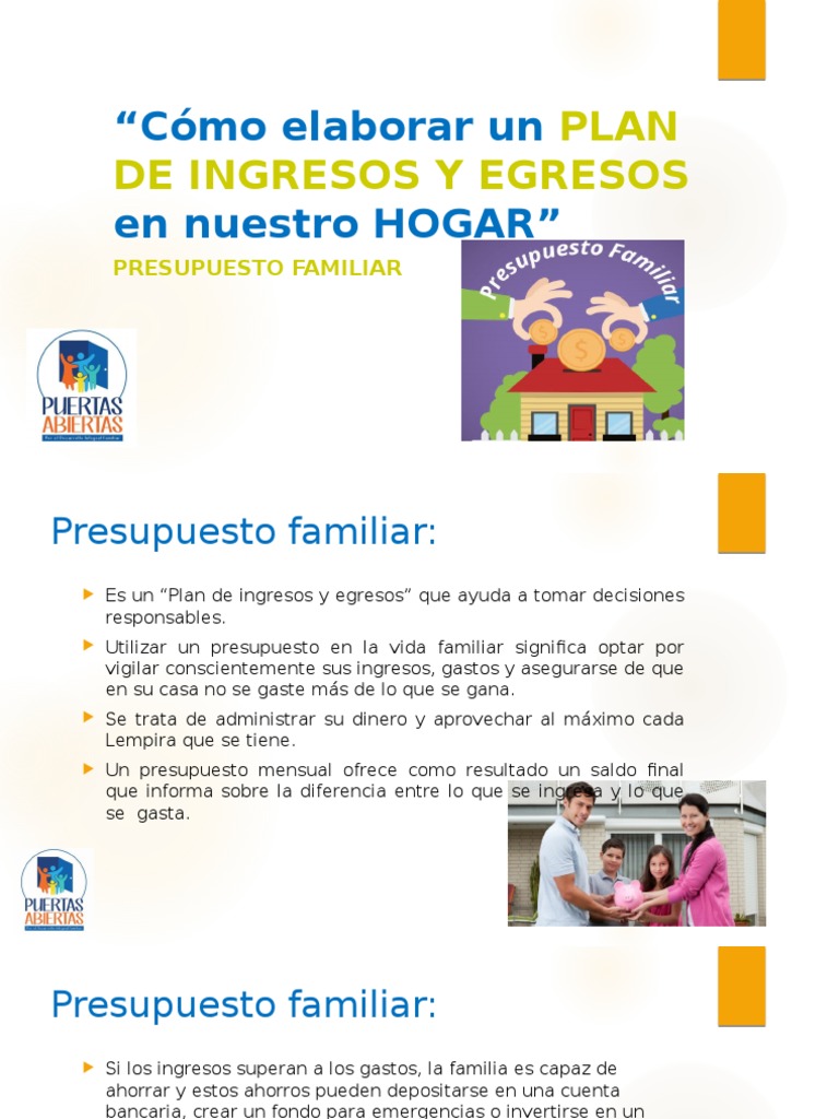 Cómo Elaborar Un Plan de Ingresos y Egresos en Nuestro Hogar | PDF | Presupuesto | Economias