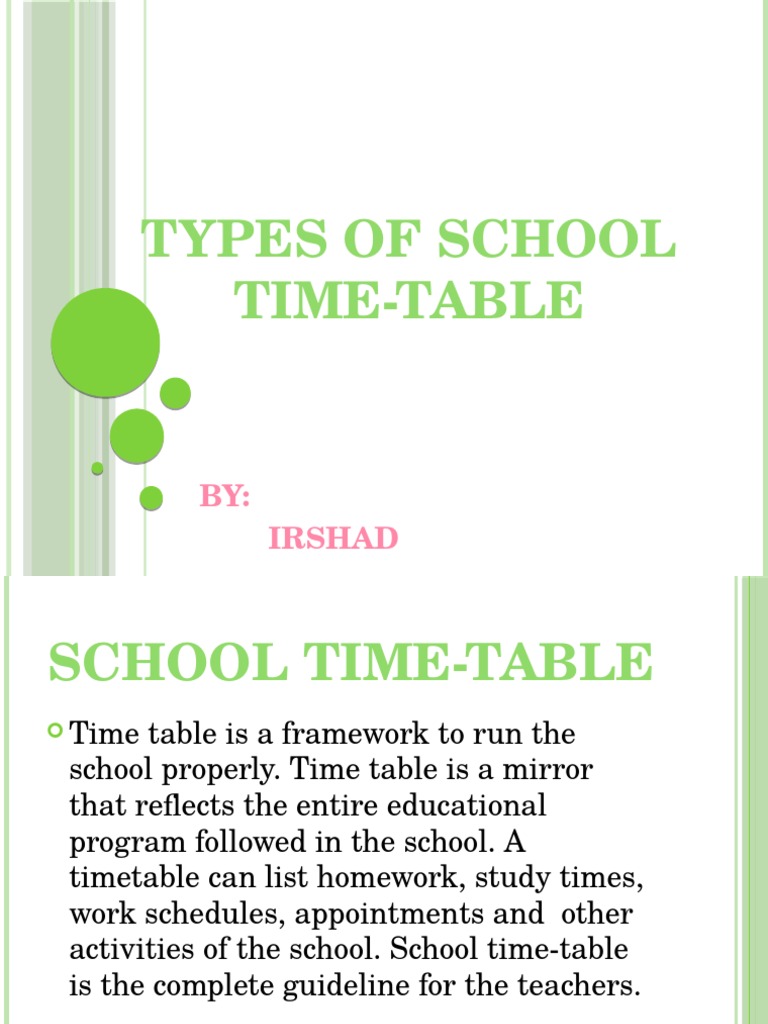 Types of School Time-Table | Download Free PDF | Homework | Teaching ...