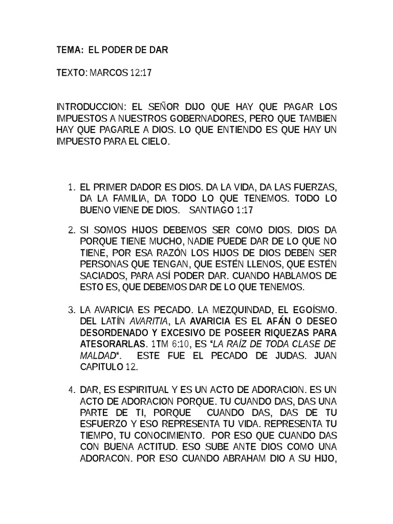 El Poder de Dar según la Biblia | PDF | Religión y espiritualidad ...