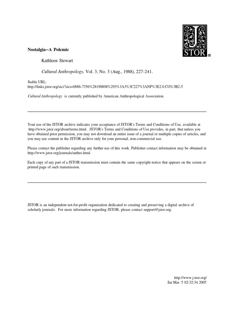 Nostalgia: A Polemic | PDF | Representation (Arts) | Reality