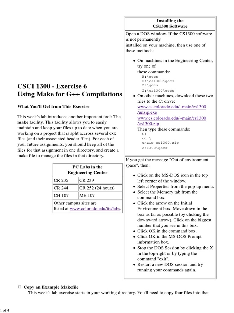 CSCI 1300 - Exercise 6 Using Make For G++ Compilations: Installing The ...