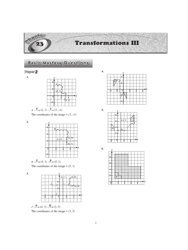 23 Transformations III: 1) The Coordinates of The Image (3, 1) | PDF ...