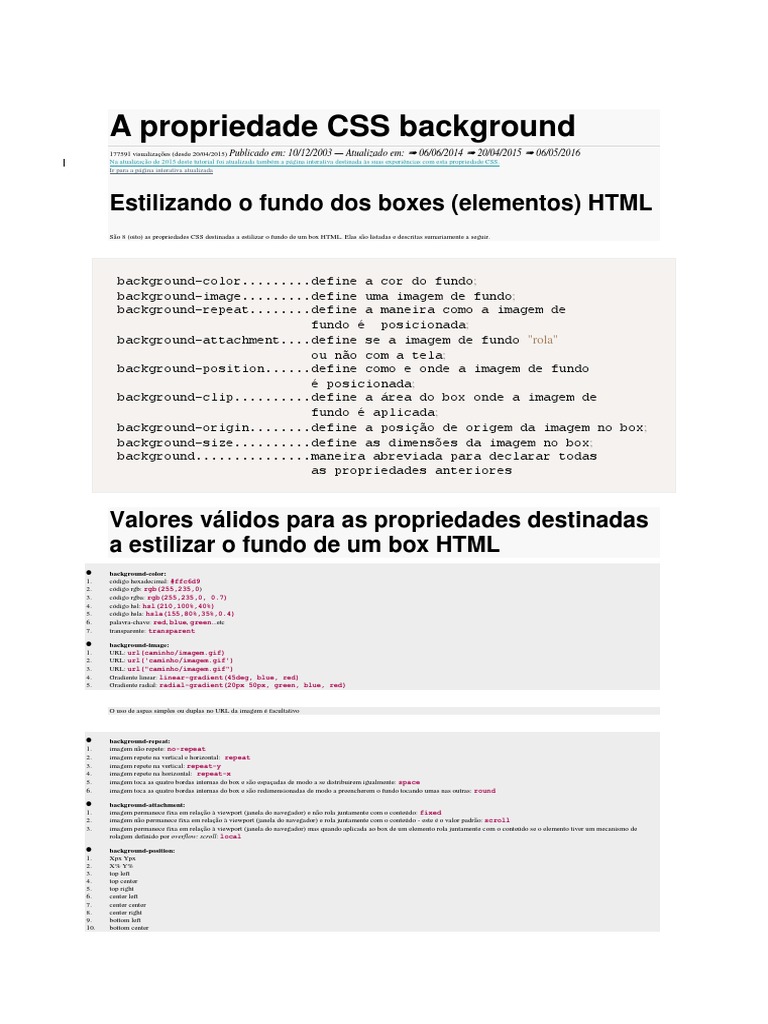 As 8 Propriedade CSS para Background e Seus Segredos | PDF | Folhas de ...
