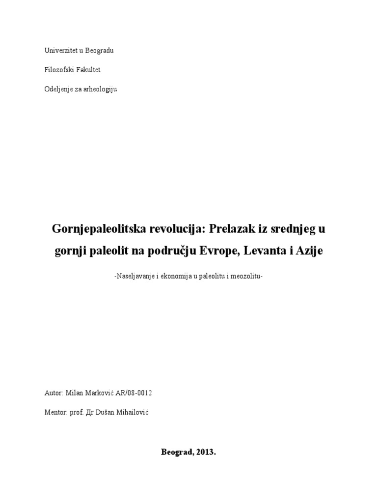 Gornji Paleolit | PDF