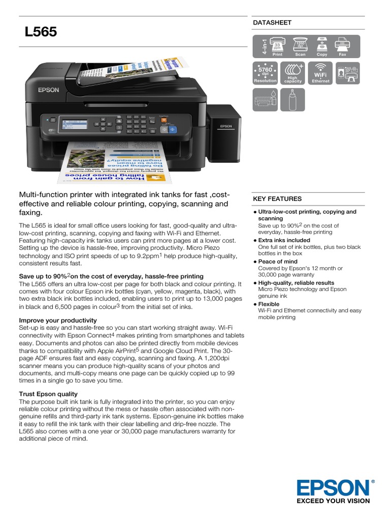 Multi-Function Printer With Integrated Ink Tanks For Fast, Cost ...