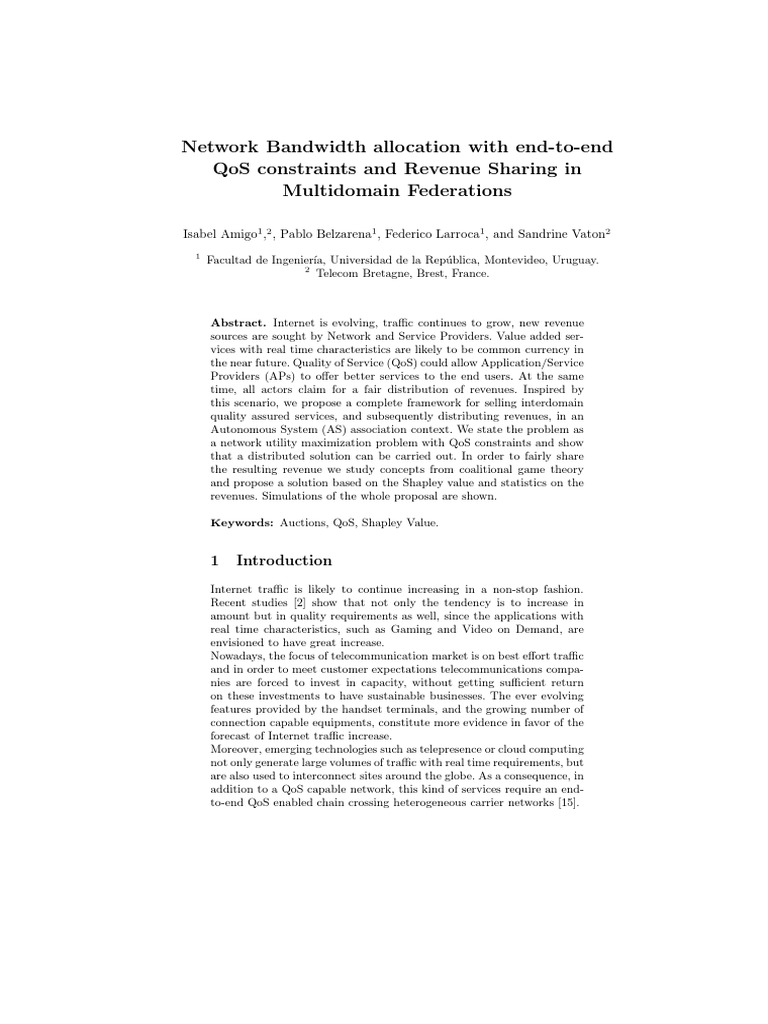 Network Bandwidth Allocation With End-To-End Qos Constraints and Revenue Sharing in Multidomain ...