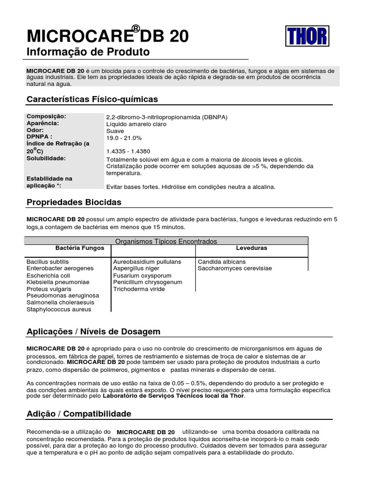 Microcare DB 20 | Download grátis PDF | Embalagem e rotulagem | Fungo