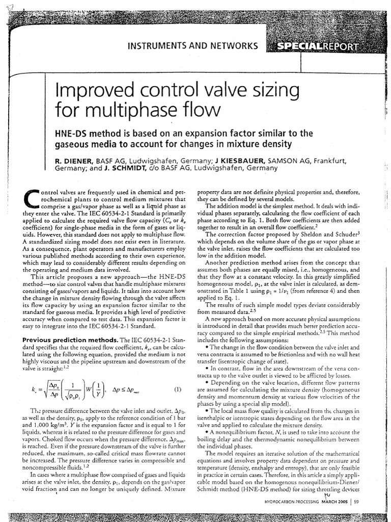 Improved Control Valve Sizing For Multiphase Flow | PDF | Fluid ...