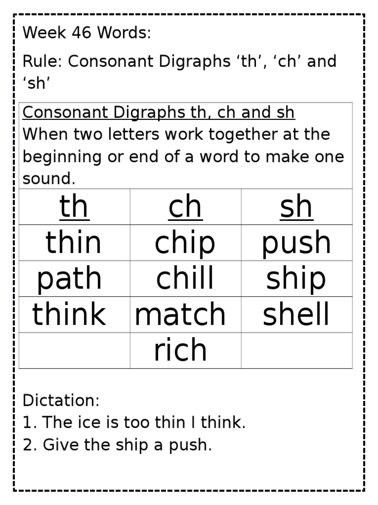 Week 46 Words TH CH SH | PDF | Language Arts & Discipline | Foreign ...