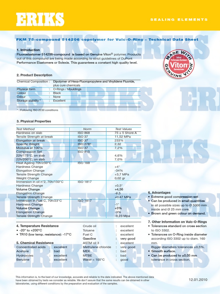 ERIKS - Datasheet - FKM 75-Compound 514206 Copolymer For Vulc-O-Ring ...