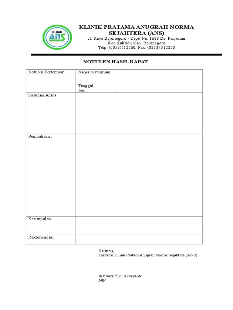 Blangko Notulen Rapat | PDF