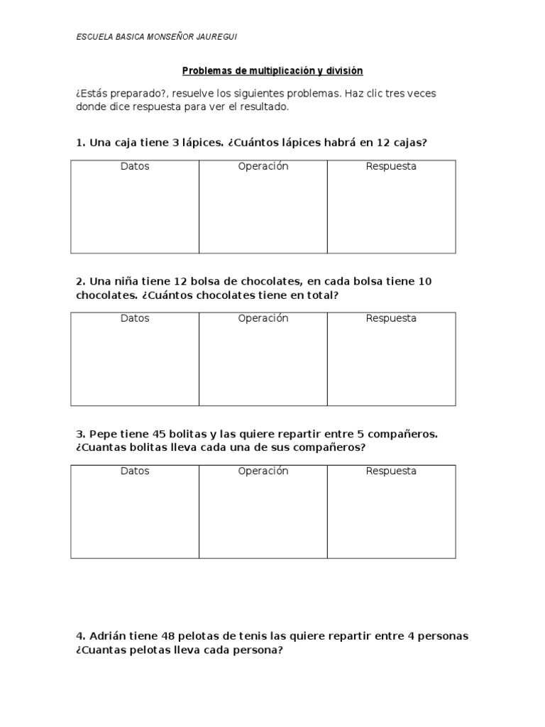 1 Problemas de Multiplicacion y Division | PDF