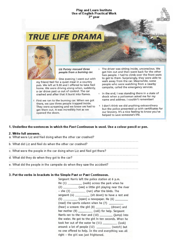 Past Continuous Tense Exercises | PDF | Language Arts & Discipline