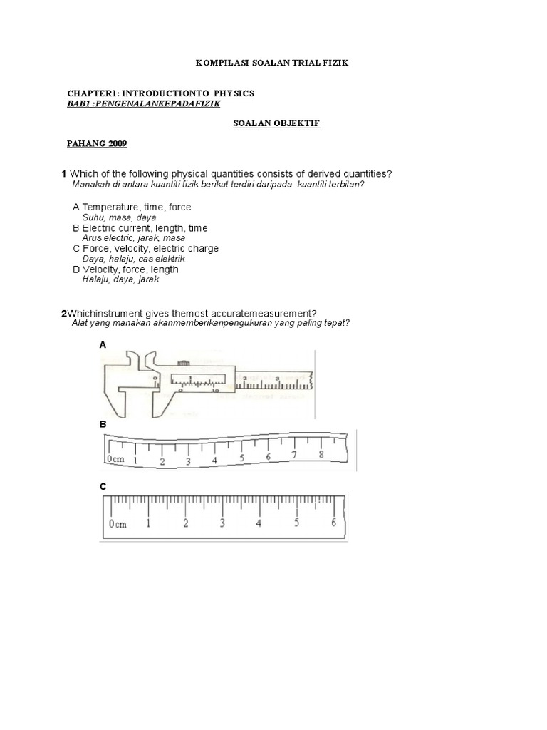 KOLEKSI SOALAN TRIAL FIZIK SPM 2015 Word | PDF