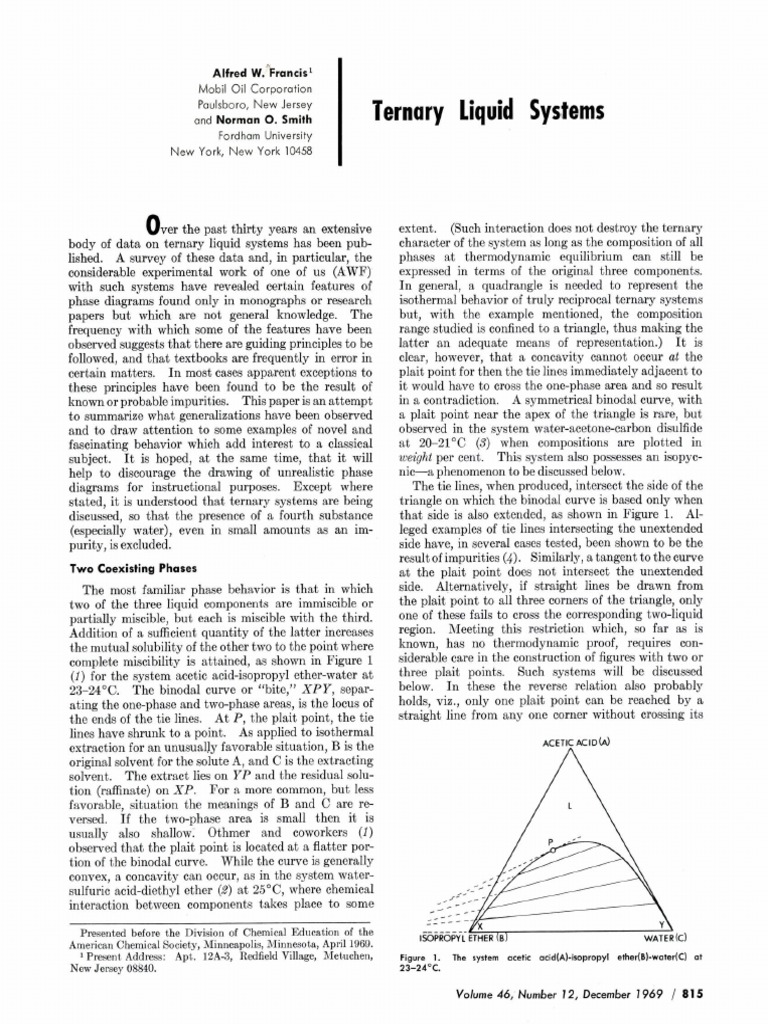 Ternary Liquid Systems Phase Behavior | PDF | Phase (Matter) | Solubility