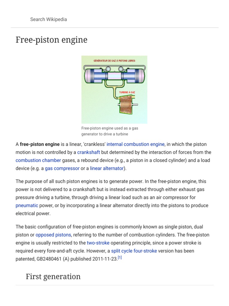 Free-Piston Engine - Wikipedia, The Free Encyclopedia | PDF | Energy ...