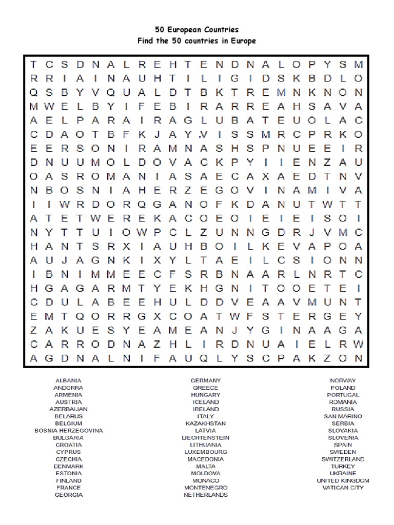 50 European Countries Find The 50 Countries in Europe | PDF
