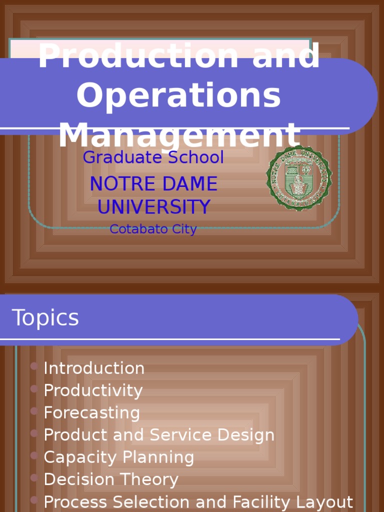 Production and Operations Management Overview | PDF | Operations ...