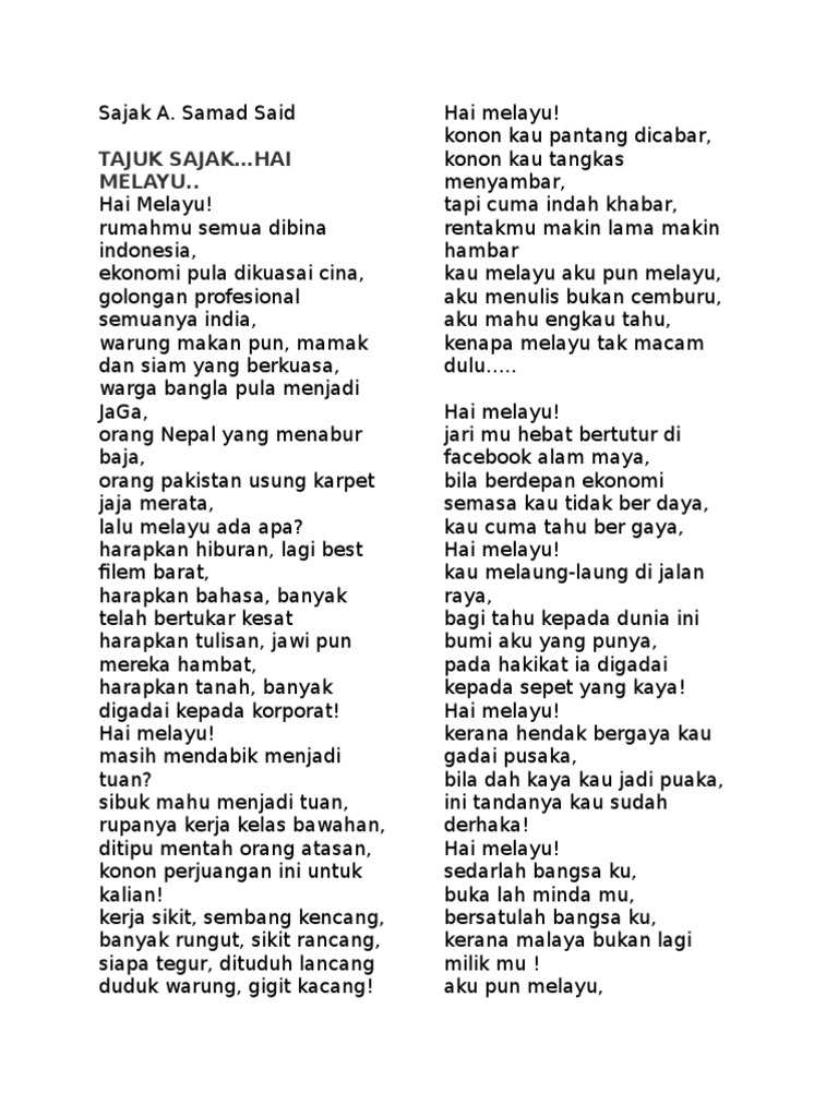 Sajak A Samad Said Jenny King