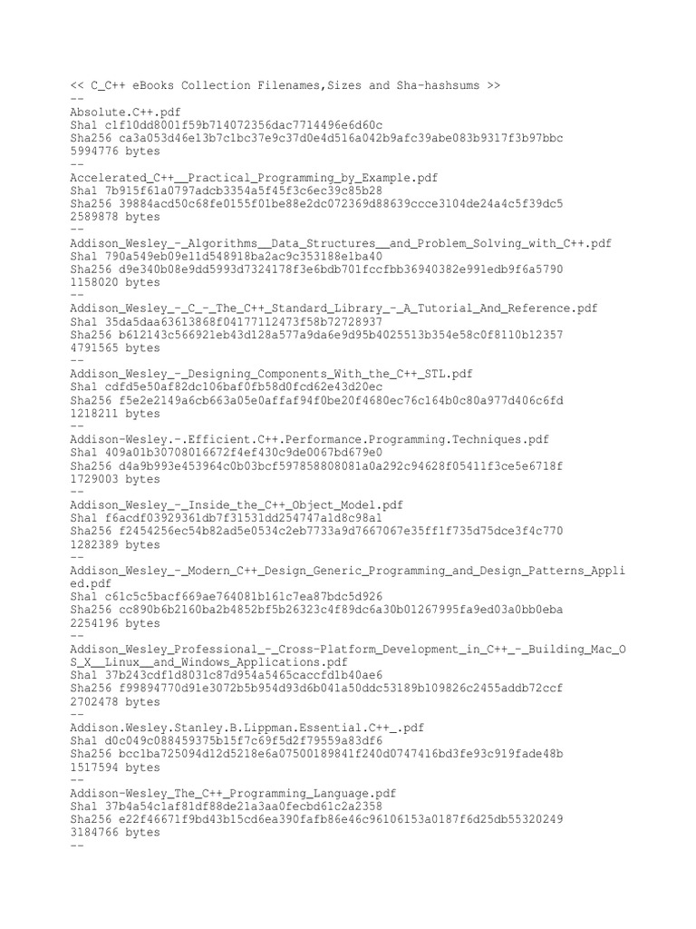 C C Ebooks Collection Sha Hashsum Pdf Computer File Algorithms And Data Structures