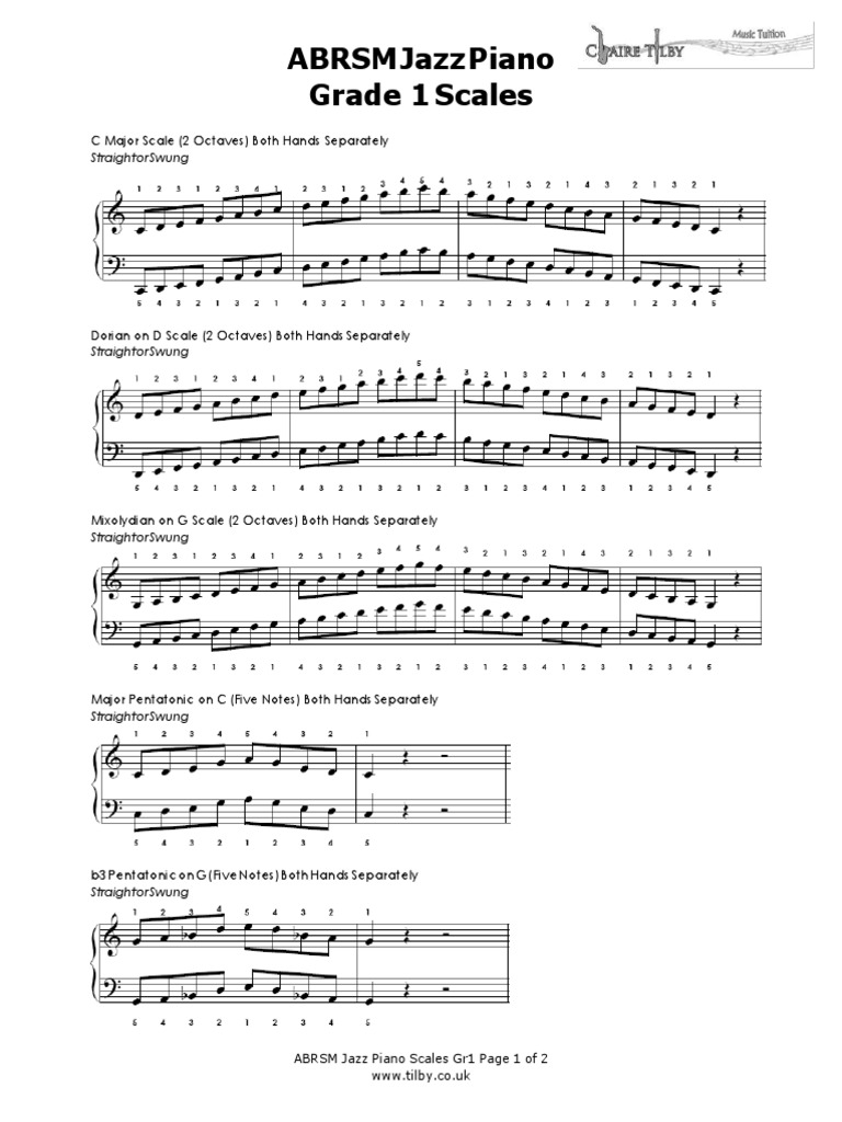 ABRSM Jazz Piano Scales G1 | PDF