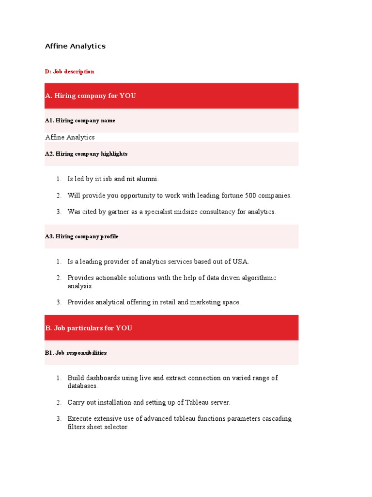 Affine Analytics Roles and Responsibilities | PDF | Analytics ...