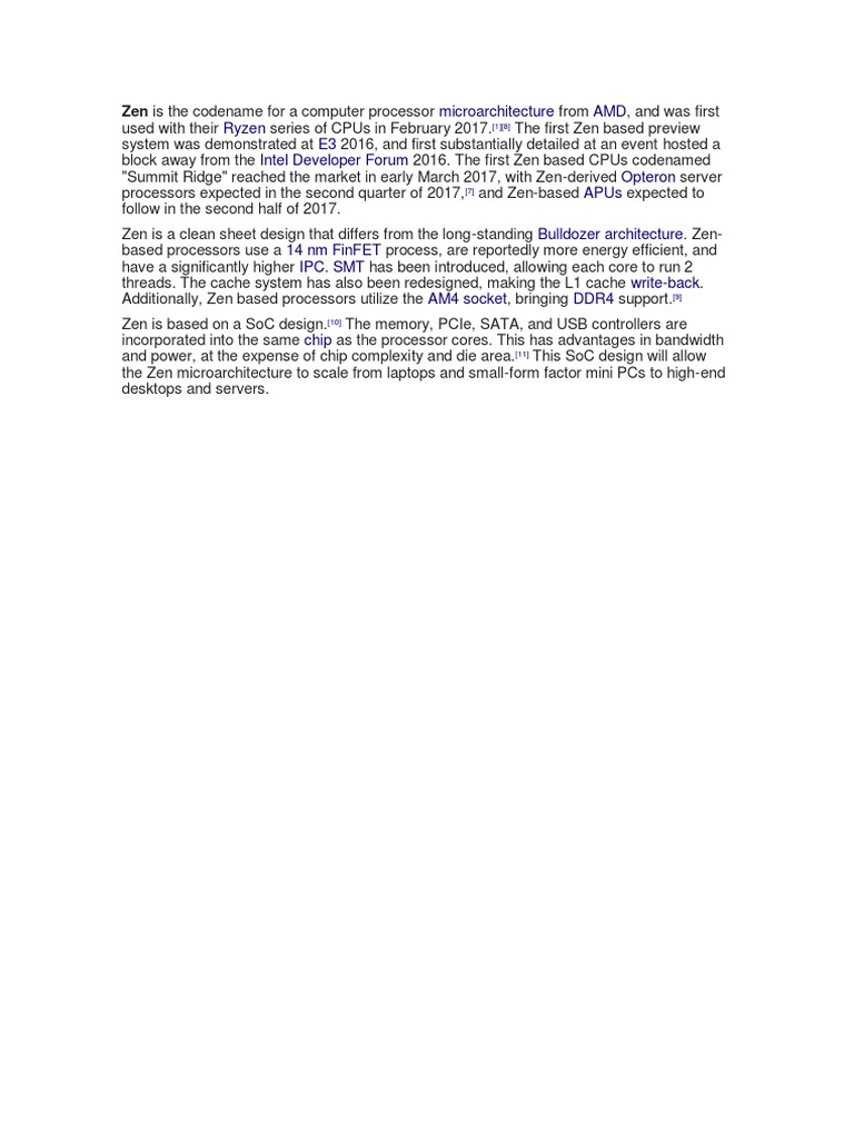Zen Is The Codename For A Computer Processor: Microarchitecture AMD Ryzen E3 Intel Developer ...