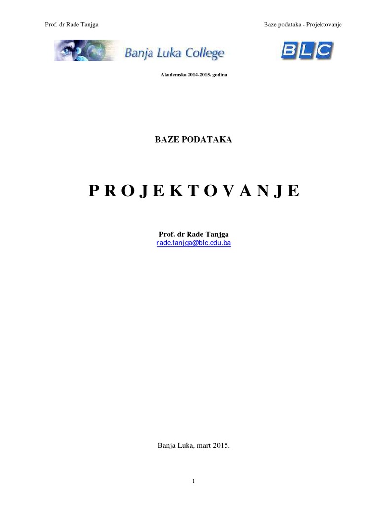 Baze Podataka - Projektovanje | PDF