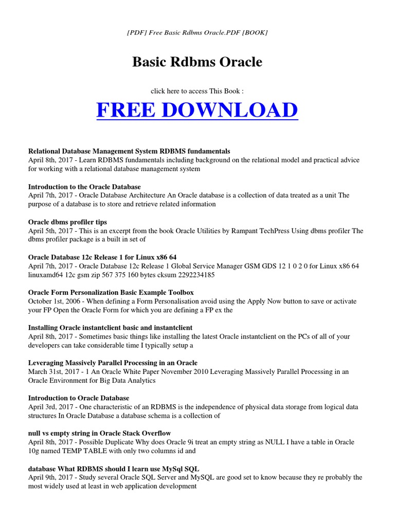 Basic Rdbms Oracle | PDF | Relational Database | Databases