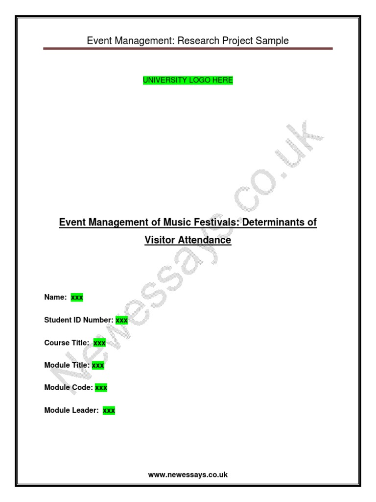 Event Management Research Project Sample PDF | PDF | Motivation ...