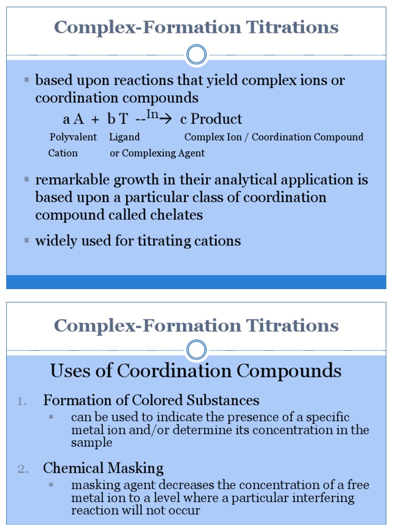 Complex-Formation Titrations Overview | PDF | Coordination Complex ...