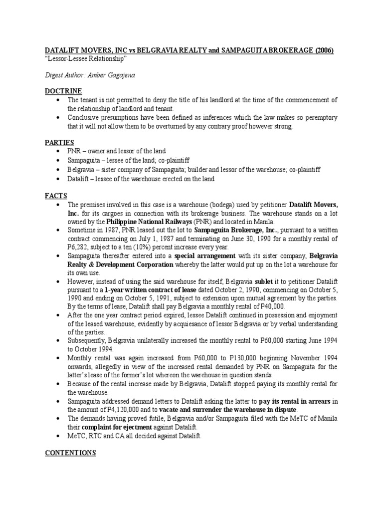 Digest Format | Lease | Property