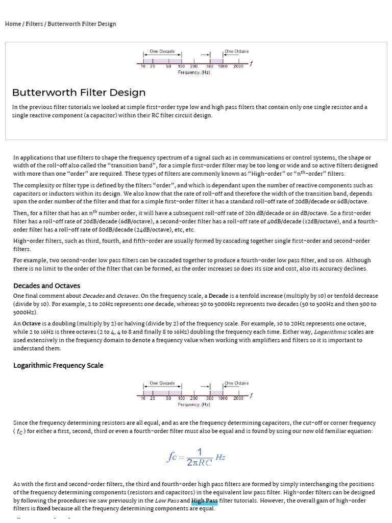 Butterworth Filter Design With A Low Pass Butterworth | PDF | Low Pass ...