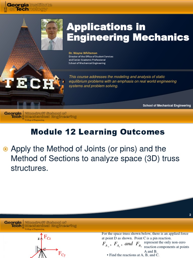 Module 12 Applications in Engineering Mechanics | PDF | Truss ...